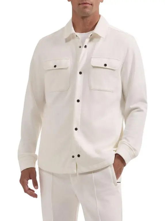 Bugatchi Soft Touch Knit Shirt Jacket - Chalk