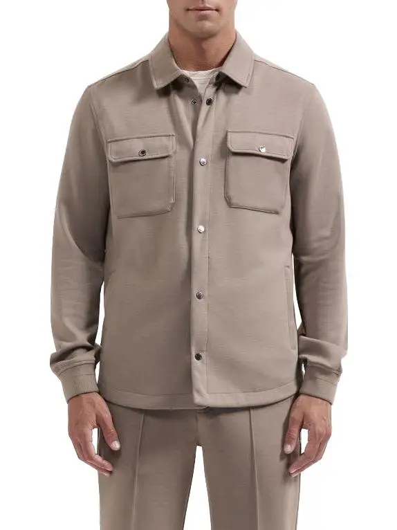 Bugatchi Soft Touch Knit Shirt Jacket - Walnut