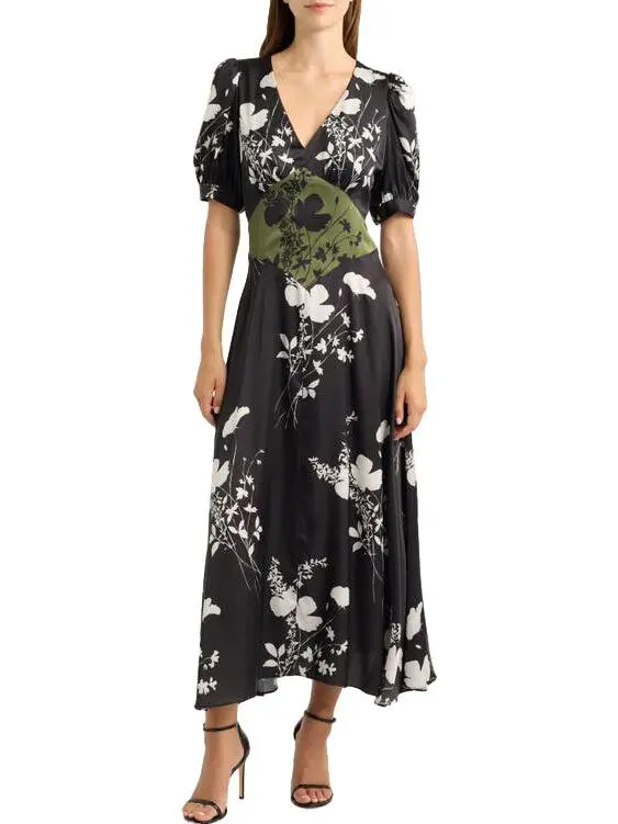 Julia Jordan Mixed Print Floral Maxi Dress - Black Multi