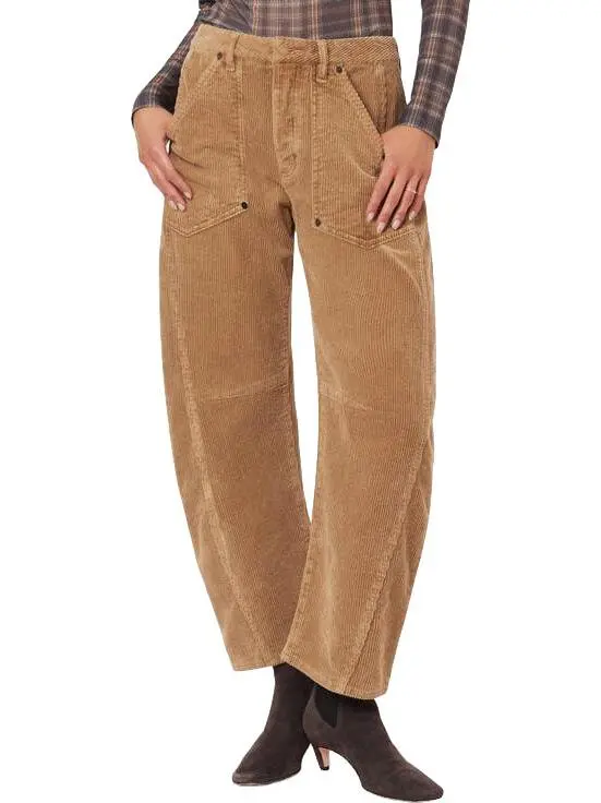 Habitual Harper Corduroy Cropped Barrel Pants - Fawn