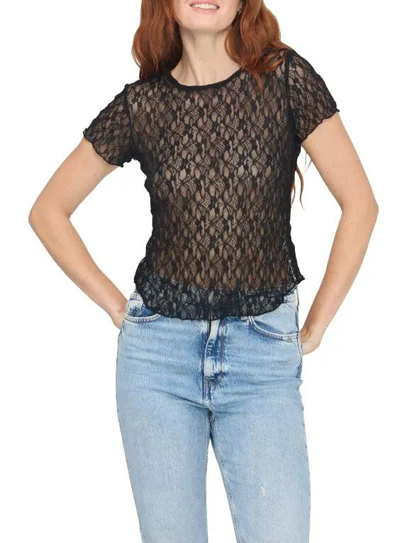 PROJECT SOCIAL T Avila Lace Baby Tee - Black