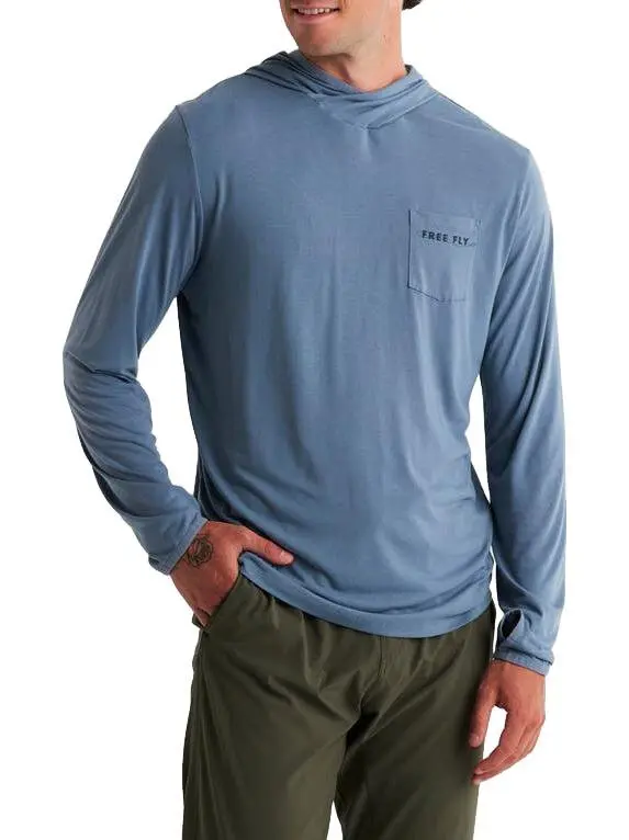 FREE FLY Bait And Tackle Lightweight Pullover Hoodie - Pacific Blue