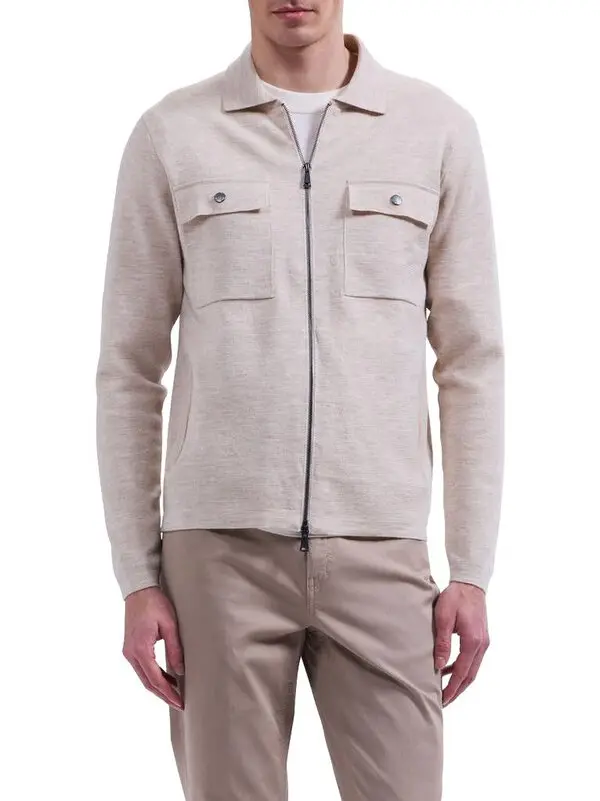 Bugatchi Milano Merino Wool Cardigan - Sand