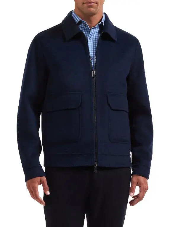 Bugatchi Wool Blend Blouson Jacket - Navy