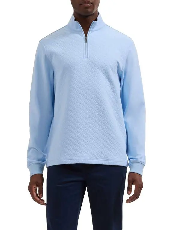 Bugatchi Diamond Quilted Quarter Zip Pullover - Sky