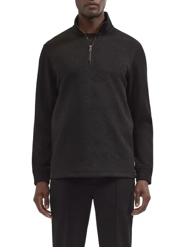 Bugatchi Soft Touch Quarter Zip Sweater - Black