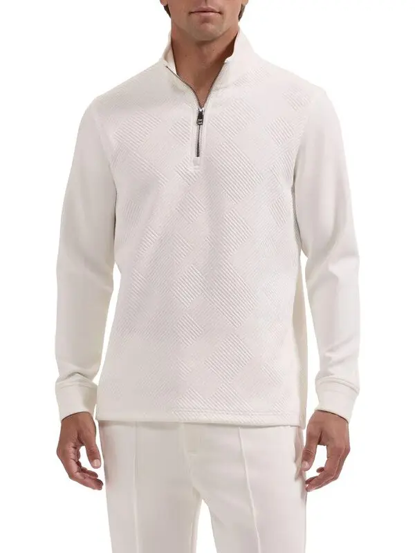 Bugatchi Soft Touch Quarter Zip Sweater - Chalk