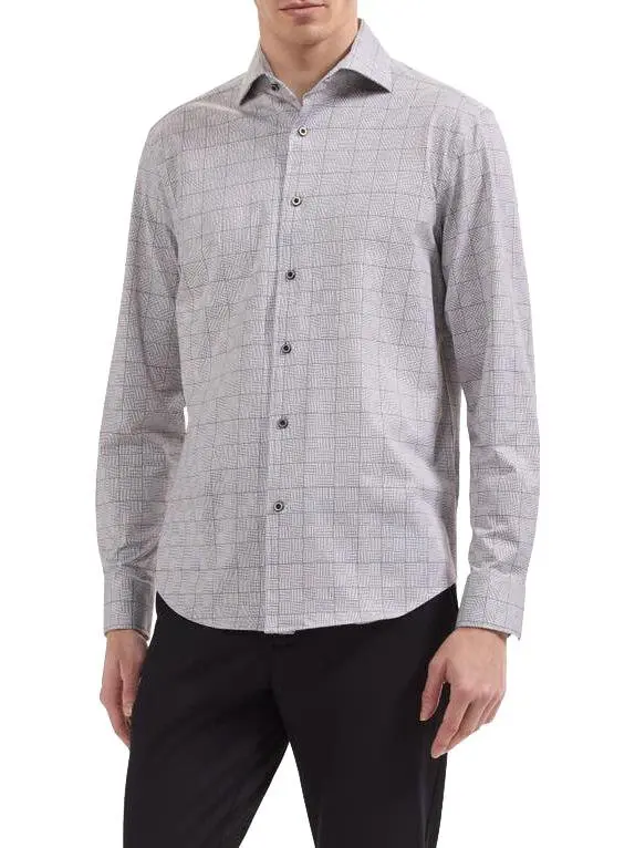 Bugatchi Devon Ooohcotton® Print Button-up Shirt - White
