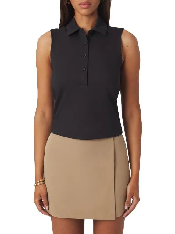 WILLIAMS ATHLETIC CLUB Maggie Sleeveless Golf Polo - Black