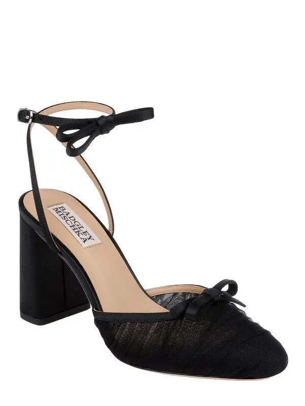 Badgley Mischka Rebecca Ankle Strap Pump - Blacksatin