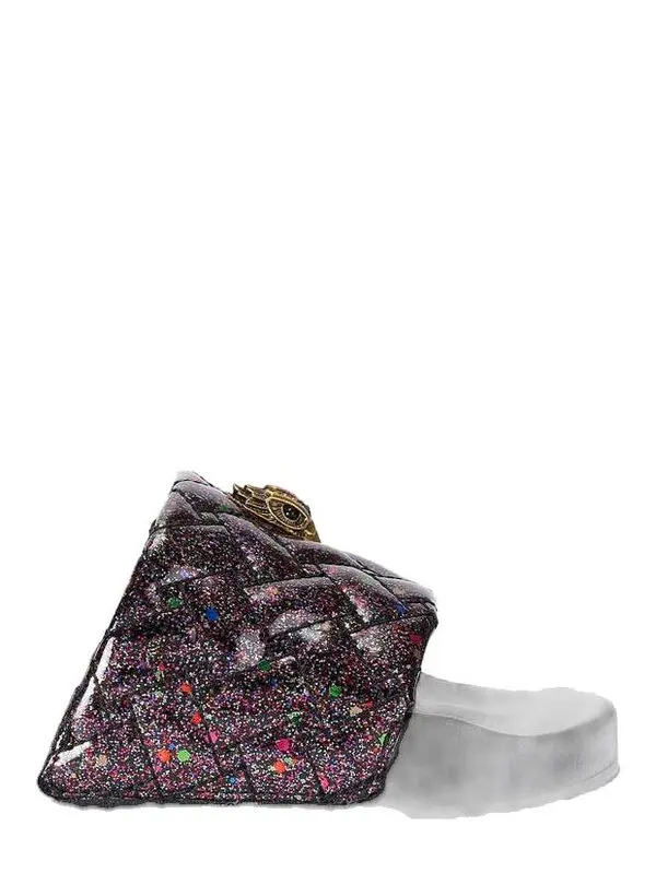 Kurt Geiger Meena Eagle Faux Leather Slide Sandal - Charcoal