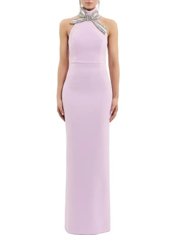 Rebecca Vallance Yolanda Embellished Halter Gown - Lilac