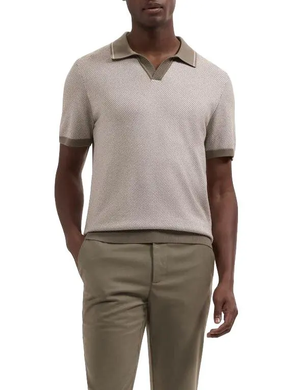 Bugatchi Johnny Collar Short Sleeve Sweater - Olive