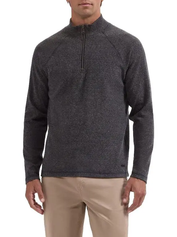 Bugatchi Herringbone Quarter-zip Knit Top - Navy