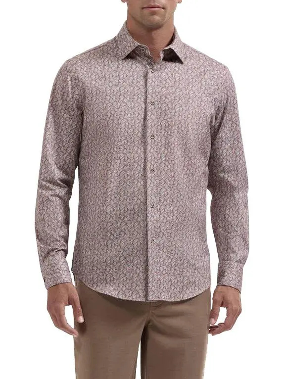 Bugatchi James Ooohcotton® Leaf Print Button-up Shirt - Sienna