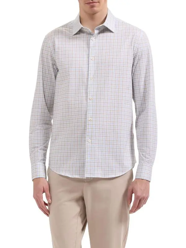 Bugatchi James Plaid Ooohcotton Tech Shirt - Sand