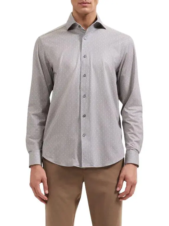 Bugatchi Devon Ooohcotton® Stripe Button-up Shirt - Sand