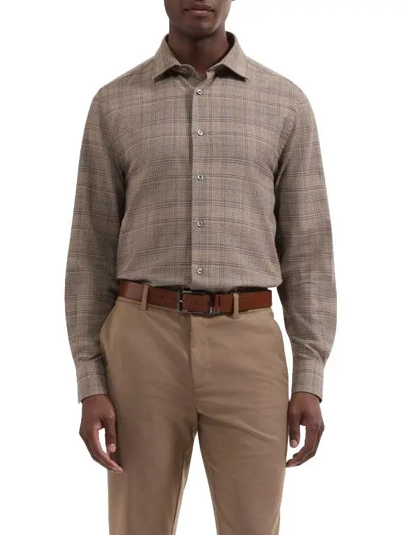 Bugatchi Julian Plaid Cotton & Wool Button-up Shirt - Walnut
