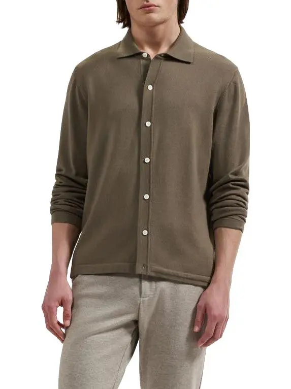 Bugatchi Cotton & Modal Polo Cardigan - Moss