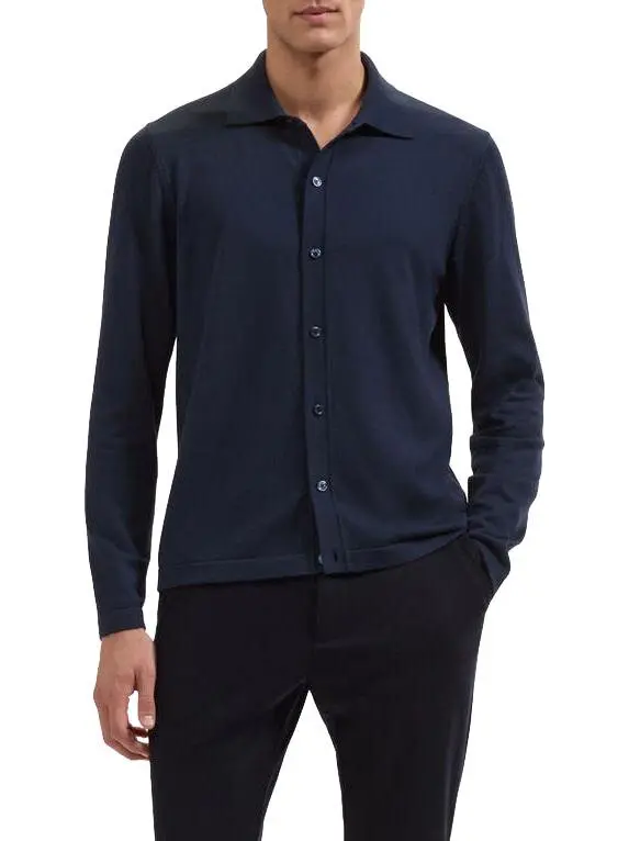 Bugatchi Cotton & Modal Polo Cardigan - Navy