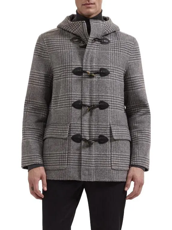 Bugatchi Wool Blend Hooded Toggle Coat - Anthracite