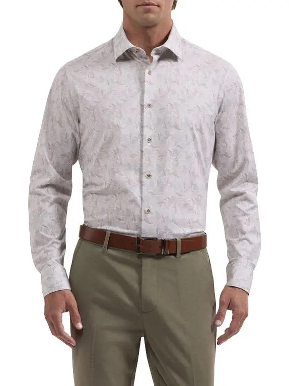 Bugatchi James Ooohcotton Performance Long Sleeve Button Up Shirt - Sienna