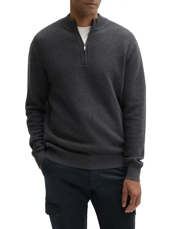 Robert Barakett Gonzalo Quarter Zip Textured Cotton Sweater - Graphite