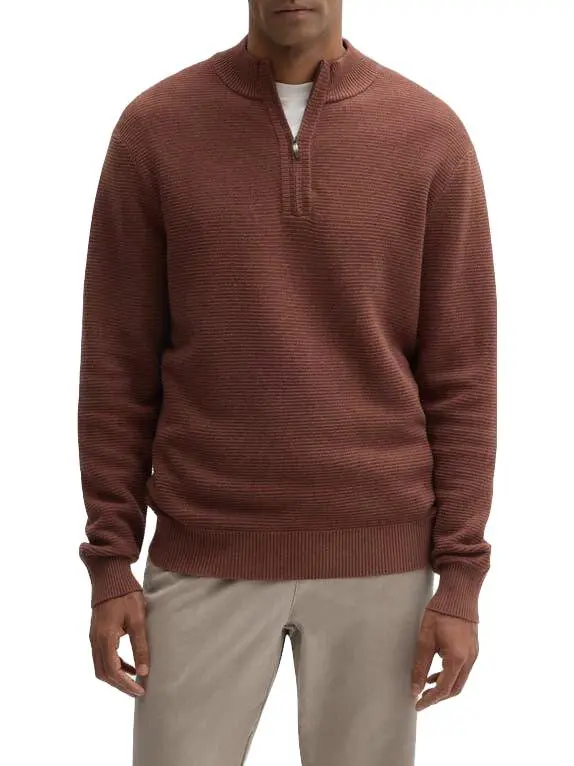 Robert Barakett Gonzalo Quarter Zip Cotton Sweater - Rusty Brown