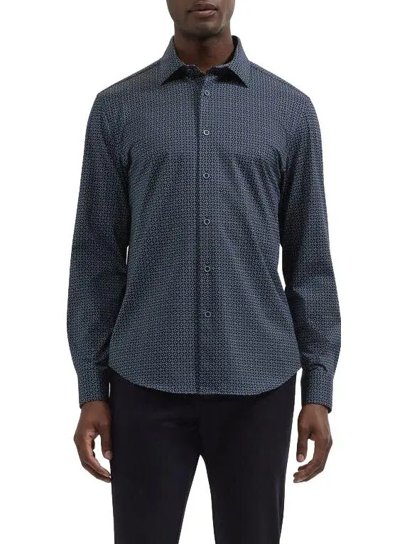Bugatchi James Ooohcotton Long Sleeve Button Up Shirt - Navy