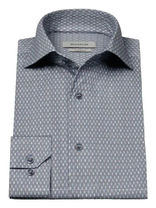 Bugatchi Devon Ooohcotton® Print Button-up Shirt - Slate