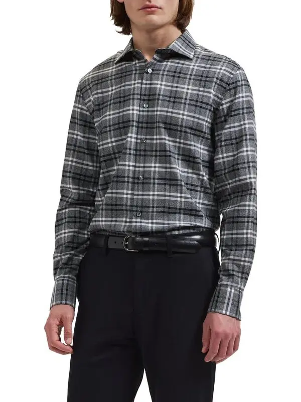 Bugatchi Axel Cotton Blend Button Up Shirt - Black