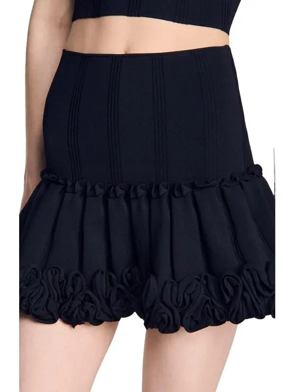 Sandro Short Ribbed Knit Skirt - Black