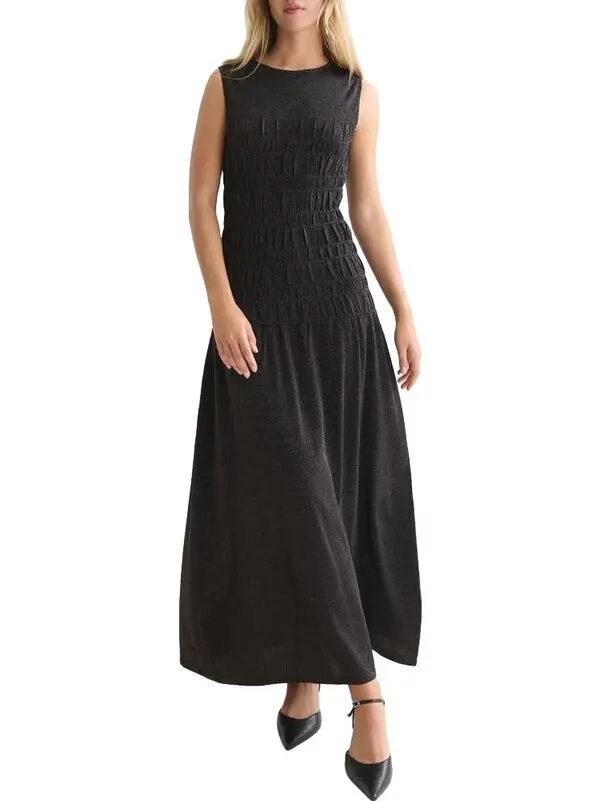 Scotch & Soda Sleeveless Smocked Maxi Dress - Meteorite