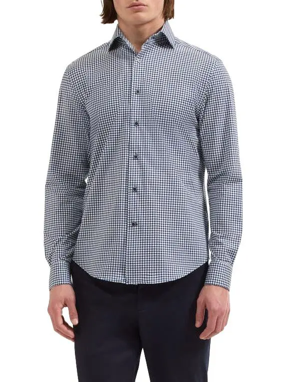 Bugatchi Devon Ooohcotton® Print Button-up Shirt - Navy