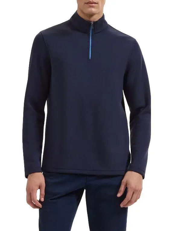 Bugatchi Soft Touch Quarter Zip Knit Top - Navy