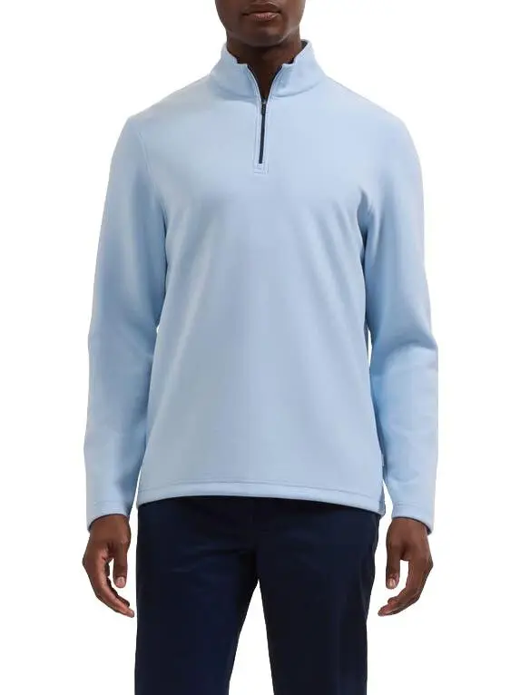 Bugatchi Soft Touch Quarter Zip Knit Top - Sky