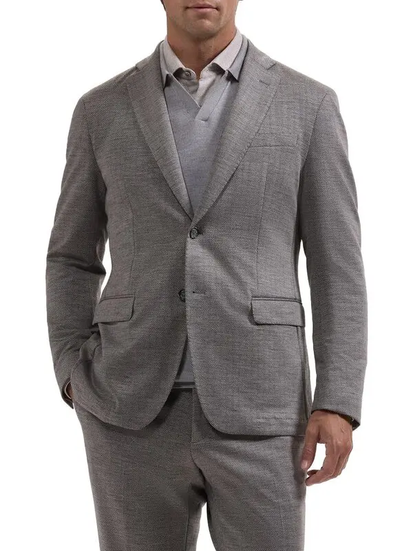 Bugatchi Two-button Stretch Cotton & Virgin Wool Blend Blazer - Grey Stone