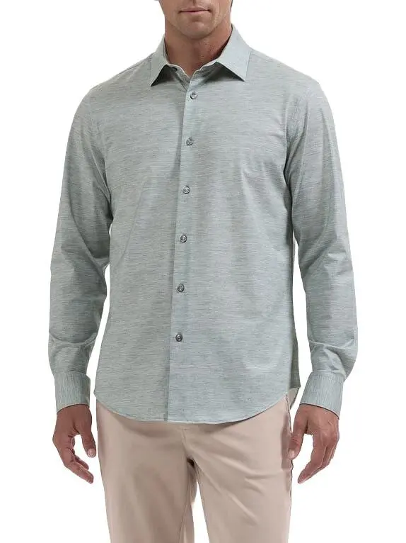 Bugatchi James Ooohcotton® Heathered Button-up Shirt - Avocado