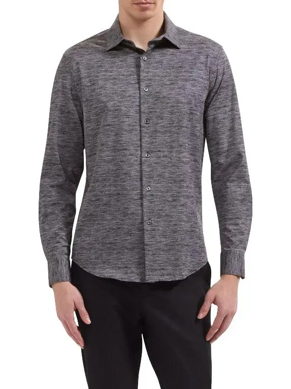 Bugatchi James Ooohcotton® Heathered Button-up Shirt - Black