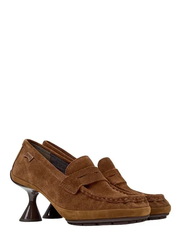 Camper Leather Moccasin Pump - Medium Brown