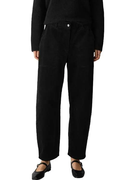 Eileen Fisher Arch Stretch Cotton Corduroy Ankle Pants - Black