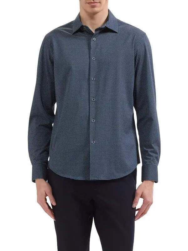 Bugatchi James Ooohcotton Stretch Button Up Shirt - Navy