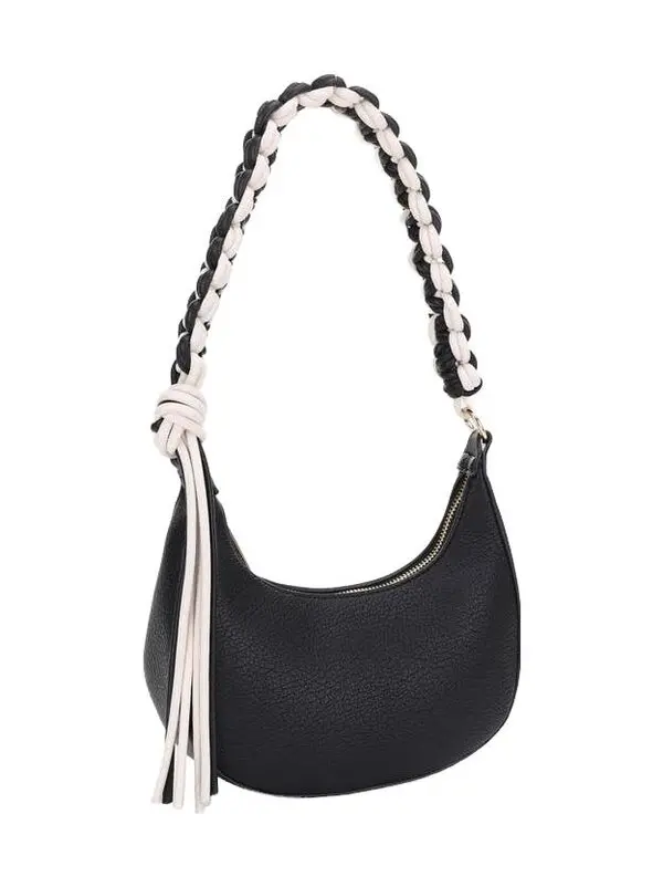 MALI + LILI Leilani Braided Faux Leather Baguette - Black