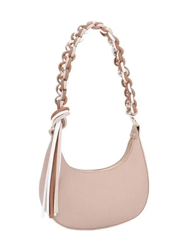 MALI + LILI Leilani Braided Faux Leather Baguette - Sand