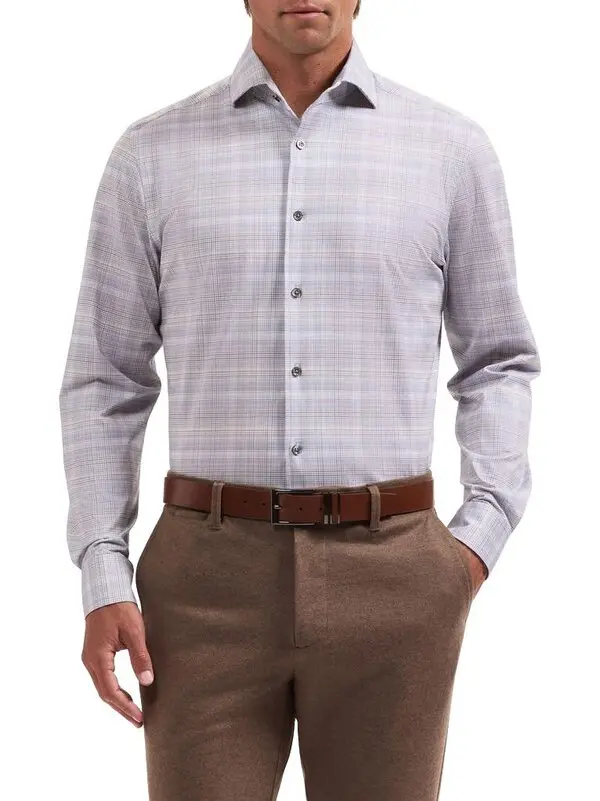Bugatchi Devon Ooohcotton® Plaid Button-up Shirt - Sand