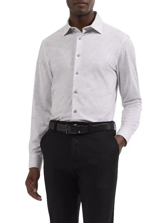 Bugatchi James Ooohcotton® Print Button-up Shirt - Platinum