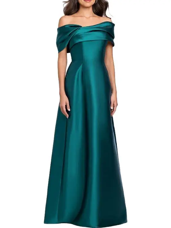 Betsy & Adam Arcadia Satin Ballgown - Mallard