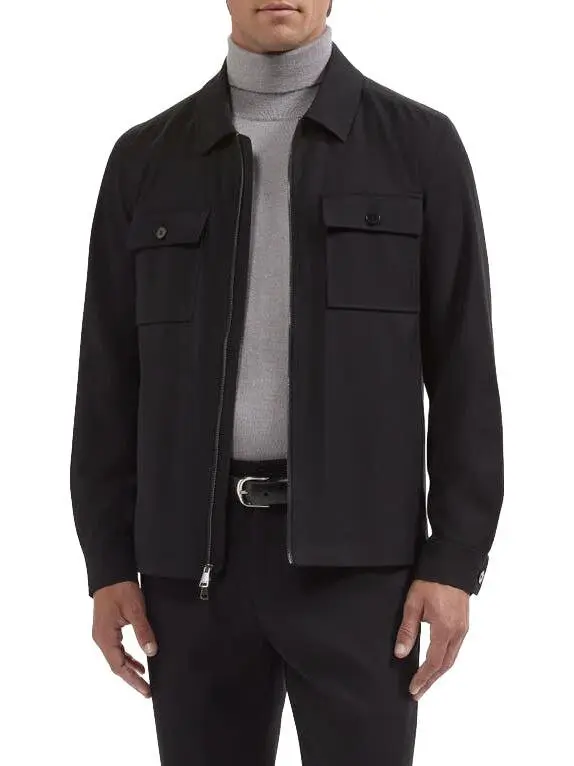 Bugatchi Travel Tech Shirt Jacket - Black