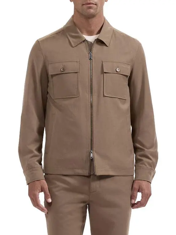 Bugatchi Travel Tech Shirt Jacket - Tobacco