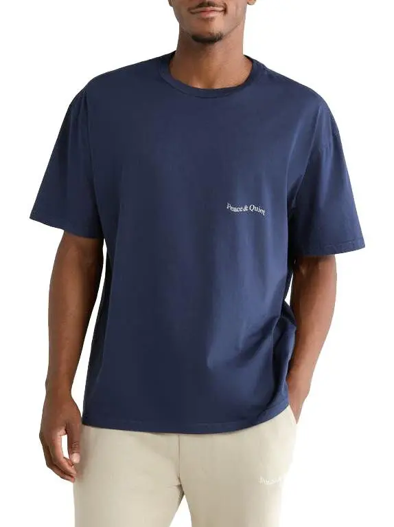 MUSEUM OF PEACE & QUIET Stencil Graphic T-shirt - Navy